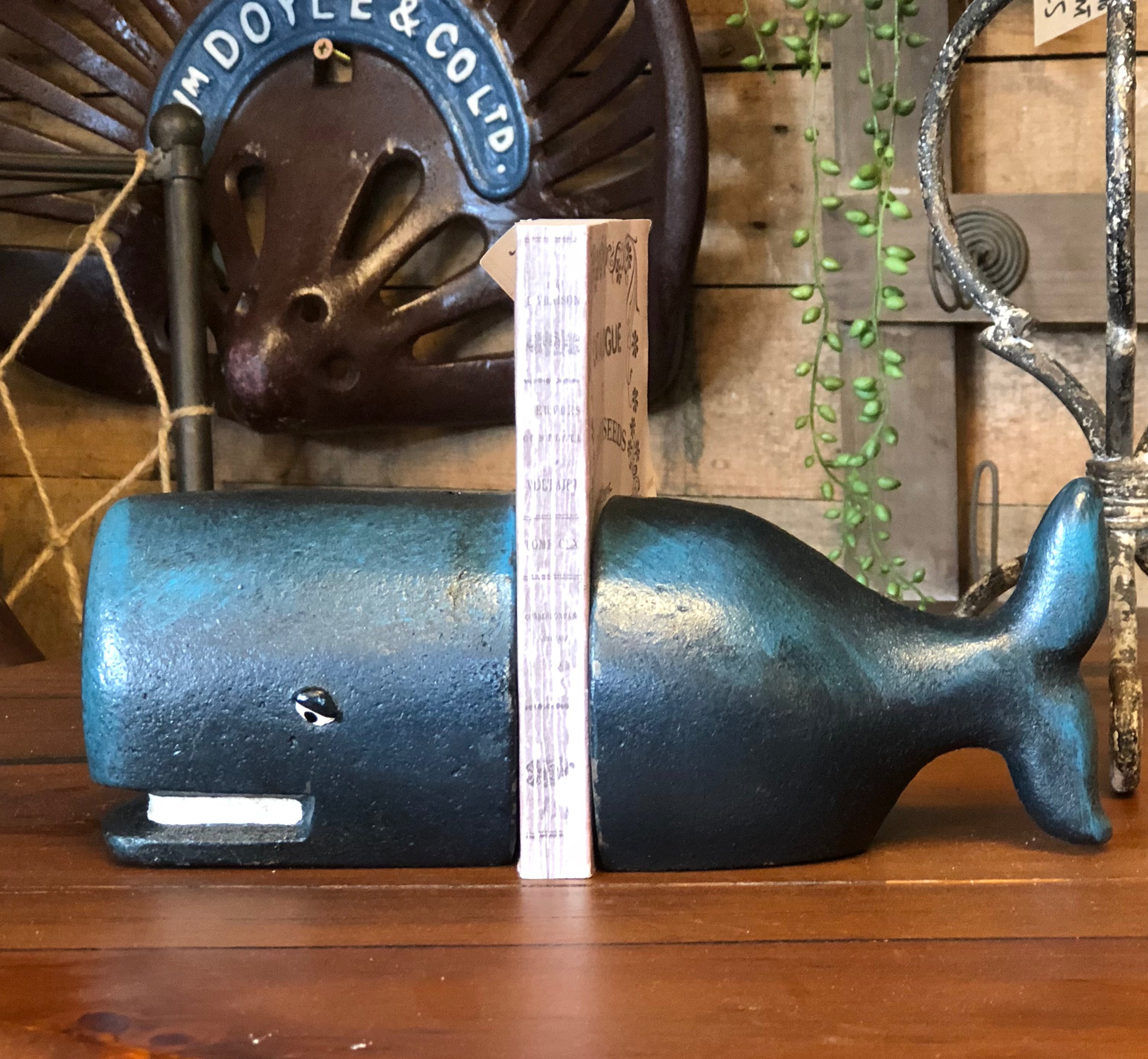 Hand Painted Whale Cast Iron Bookends Pair - Nautical Gift – ELIZABETH ...