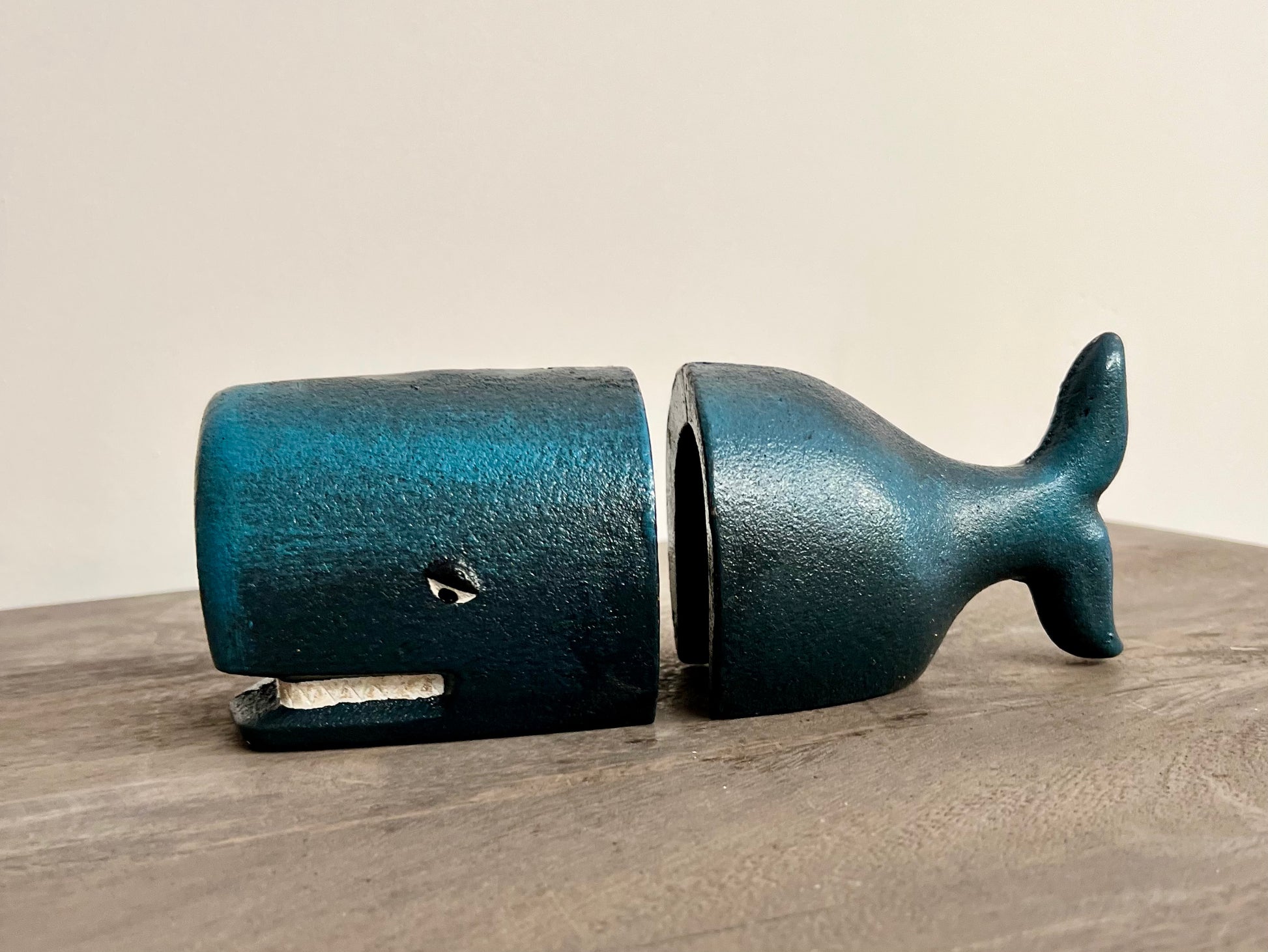 Hand Painted Whale Cast Iron Bookends Pair - Nautical Gift – ELIZABETH ...