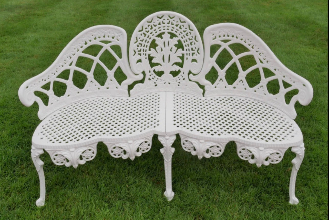 White Victorian Filigree Garden Bench | Cast Aluminium | Flat-Packed ...